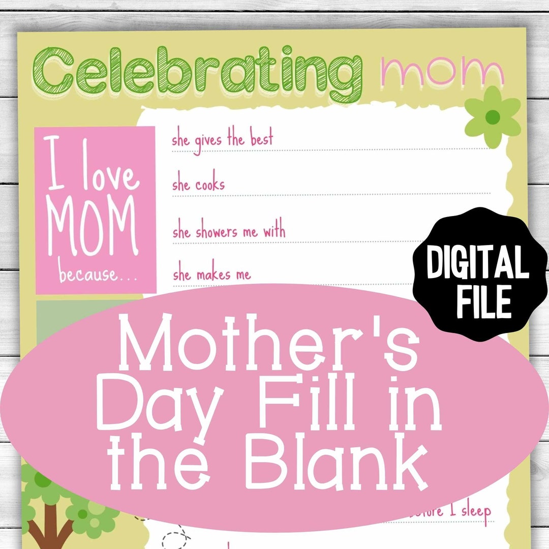 All About My Mom Fill in the Blank I Love My Mom Worksheet Printable ...