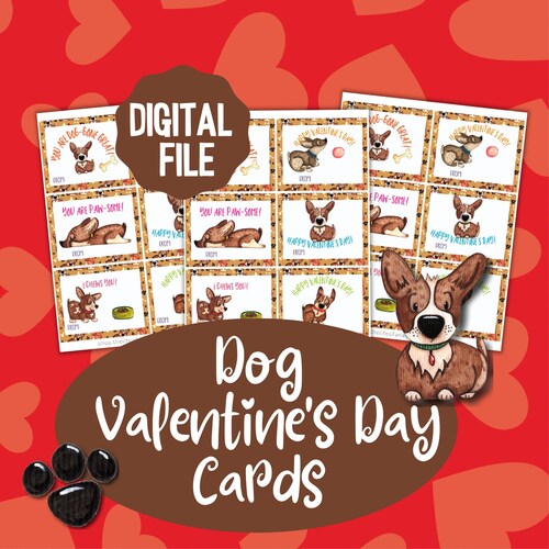 DOG VALENTINE CARDS Classroom Valentines Puppy Valentine - Etsy