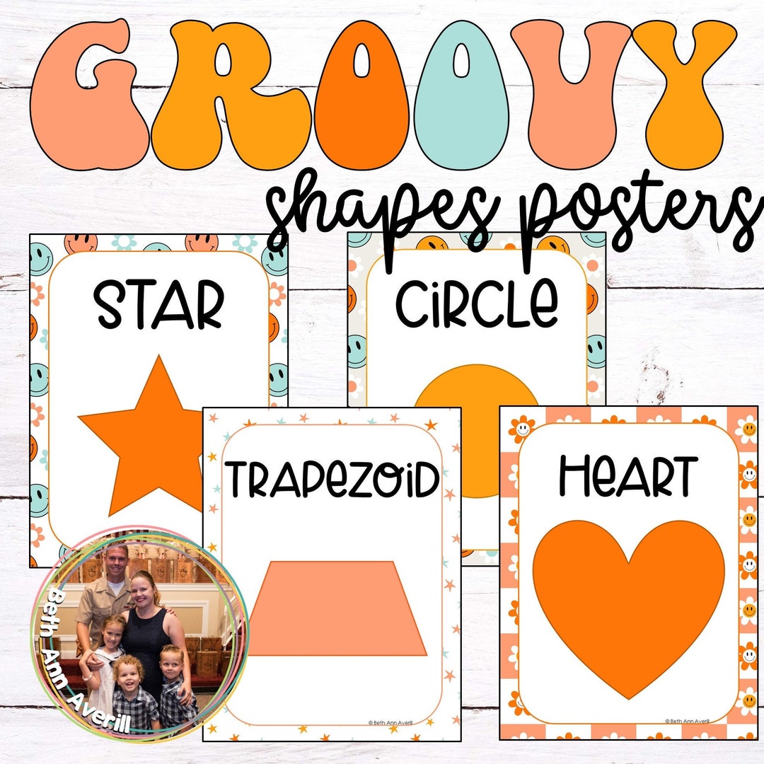 SHAPES Groovy Boho Classroom Decor Homeschool Decor Groovy Retro Shapes ...