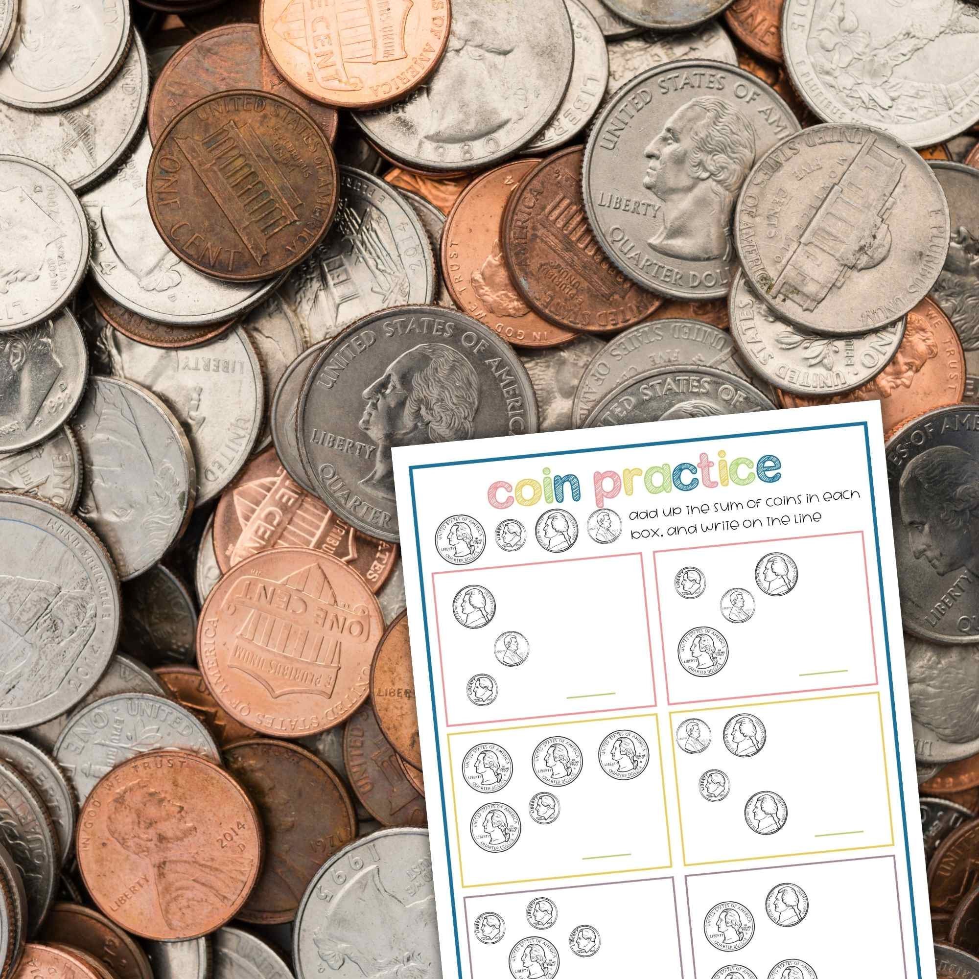 Coin Counting Simple Math Worksheets for Learning US Coins - Etsy