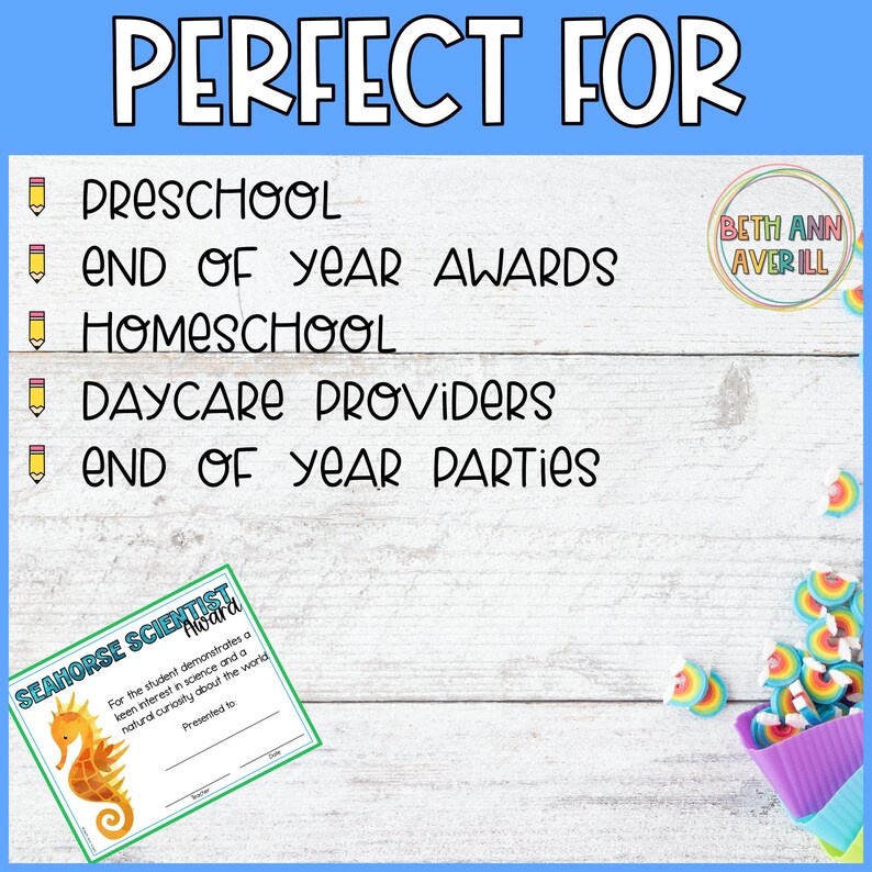 Editable Preschool End of Year Awards for Kindergarten Class Awards ...