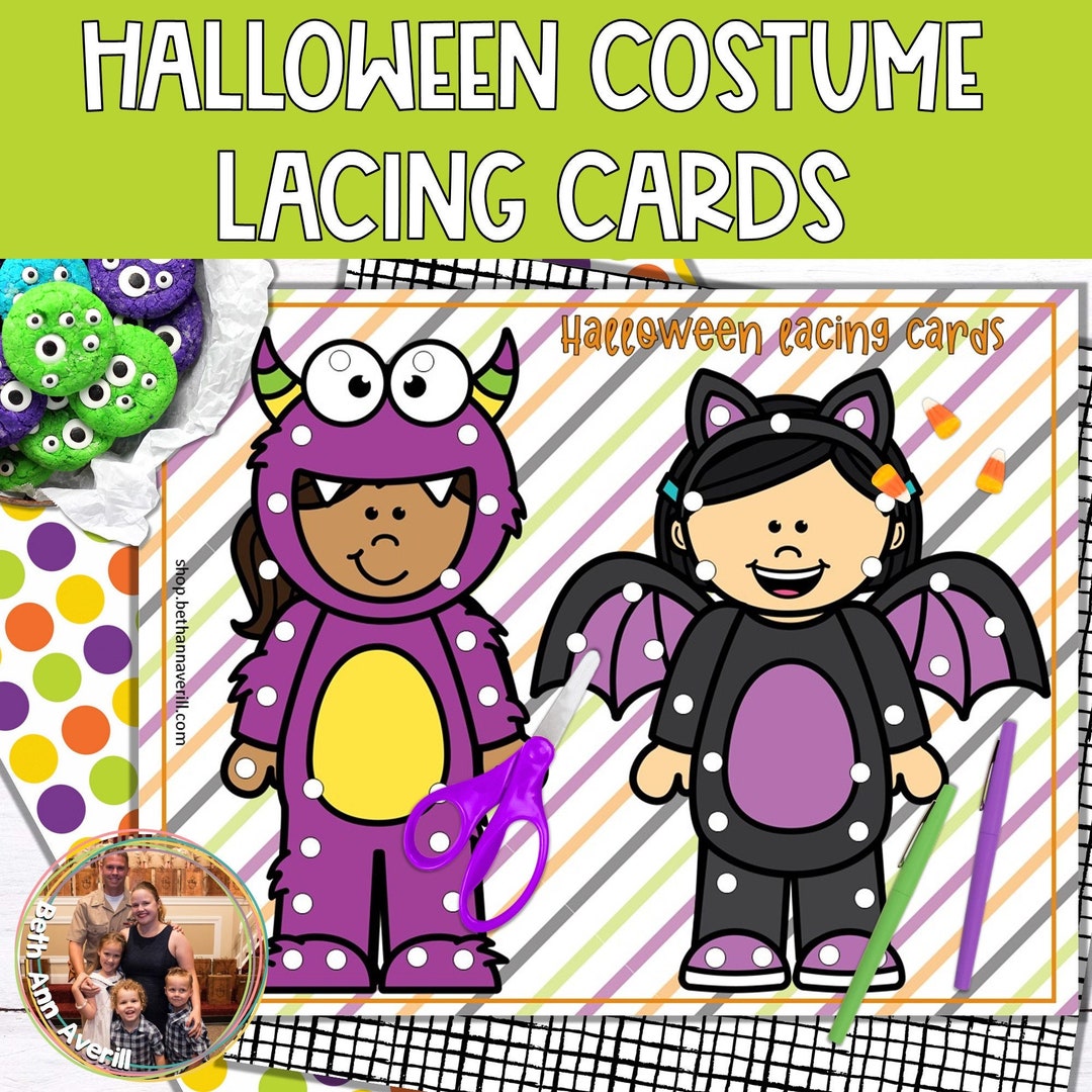Halloween Costume Lacing Cards for Preschoolers (halloween Lacing Cards ...