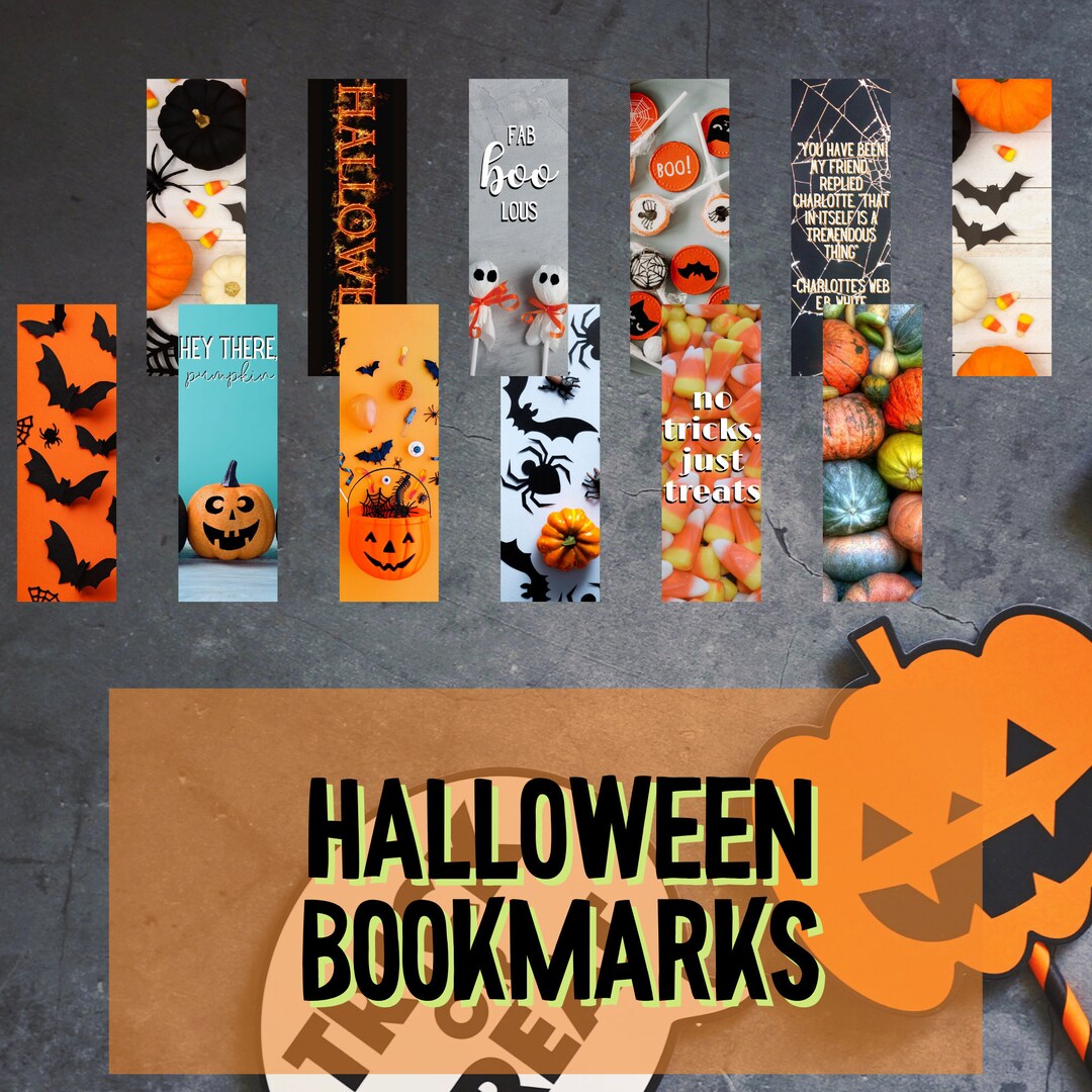 Halloween Bookmarks Set Cute Book Lover Gift Books Vintage Halloween ...