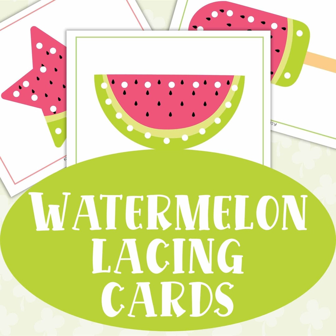 Watermelon Lacing Cards, Spring Summer Fine Motor Skills - Etsy