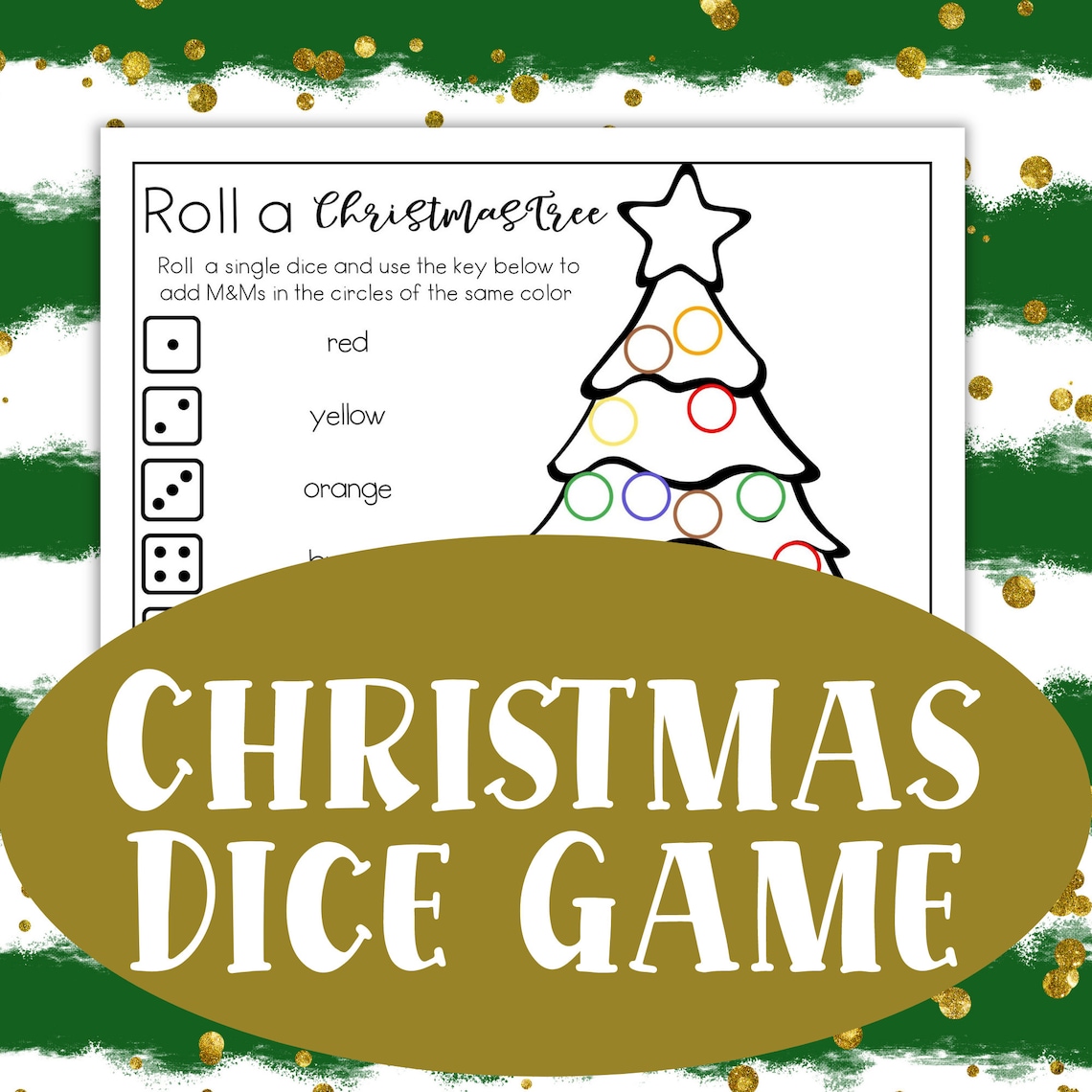 Christmas Dice Game Roll and Cover Holiday Dice Game Holiday Party ...