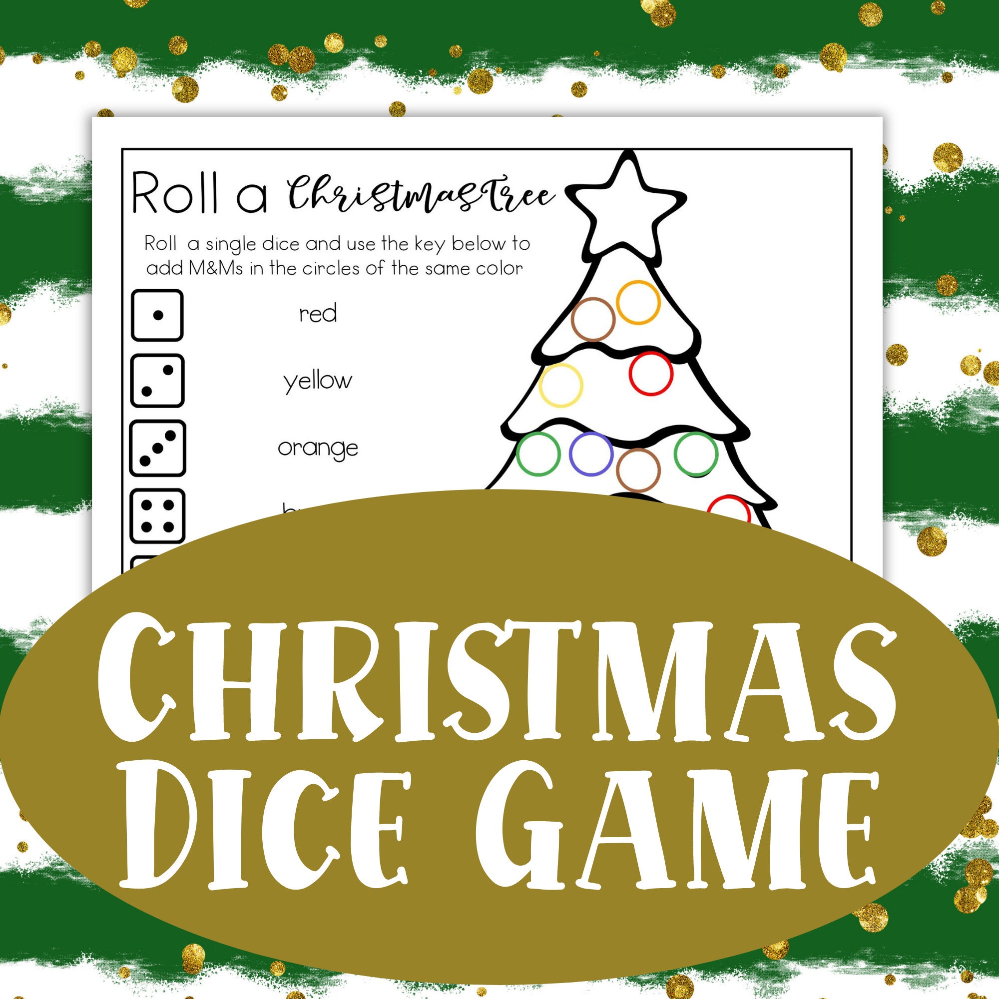 Christmas Dice Game - Roll and Cover - Holiday Dice Game Holiday Party ...