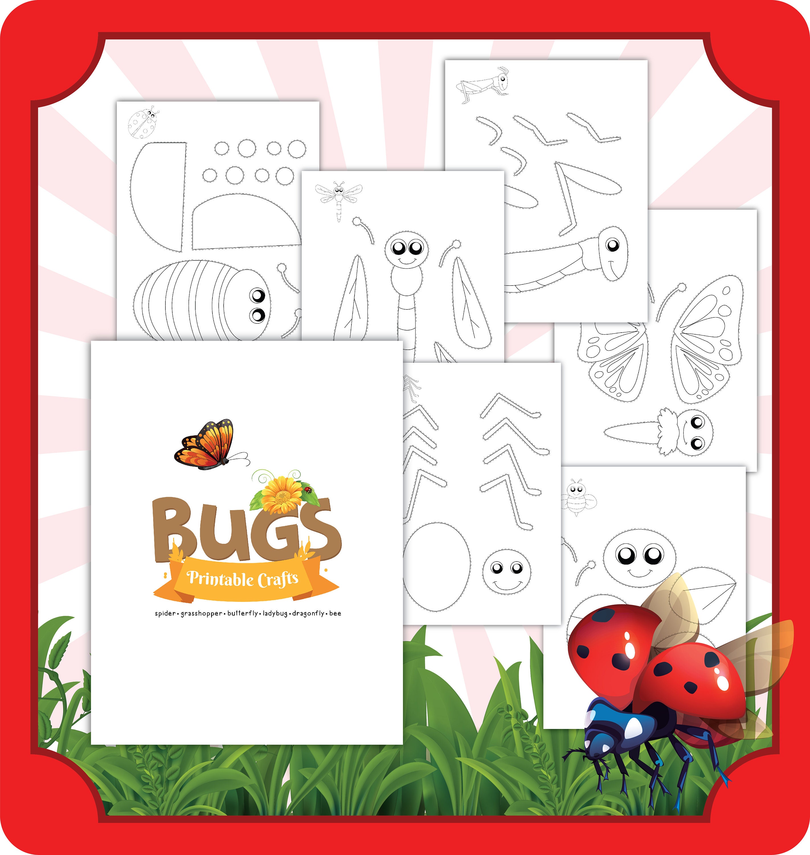 Spring Crafts Bug and Insect Paper Cutting and Pasting Activity for ...