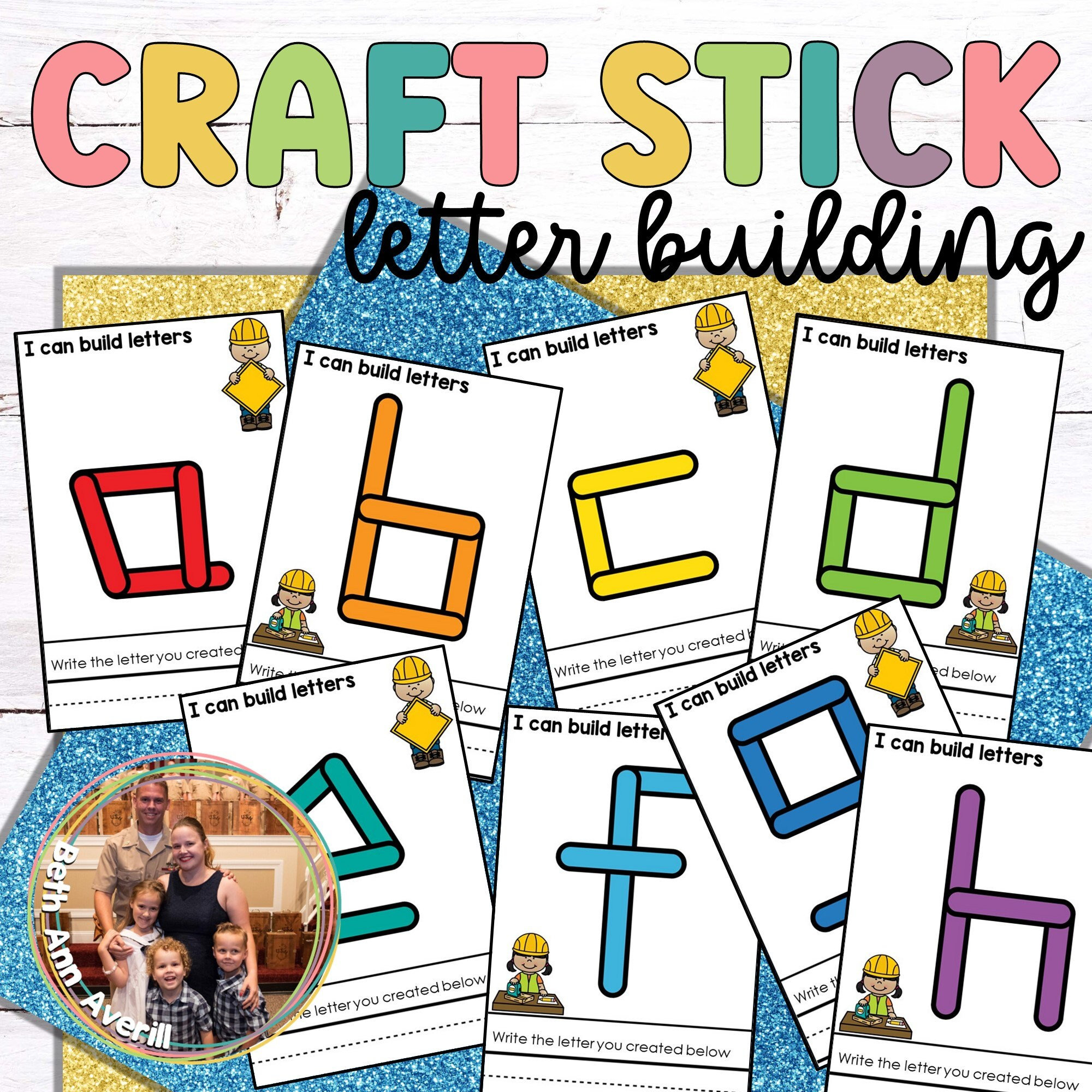 Craft Stick Lowercase Alphabet ABC Building Flash Cards Toddler ...