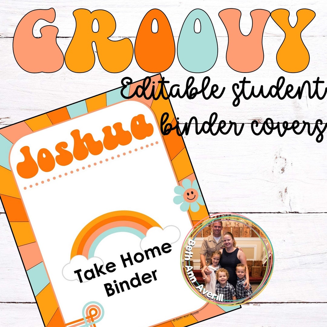 Editable Student Binder Covers in Groovy Boho Retro Classroom Decor ...