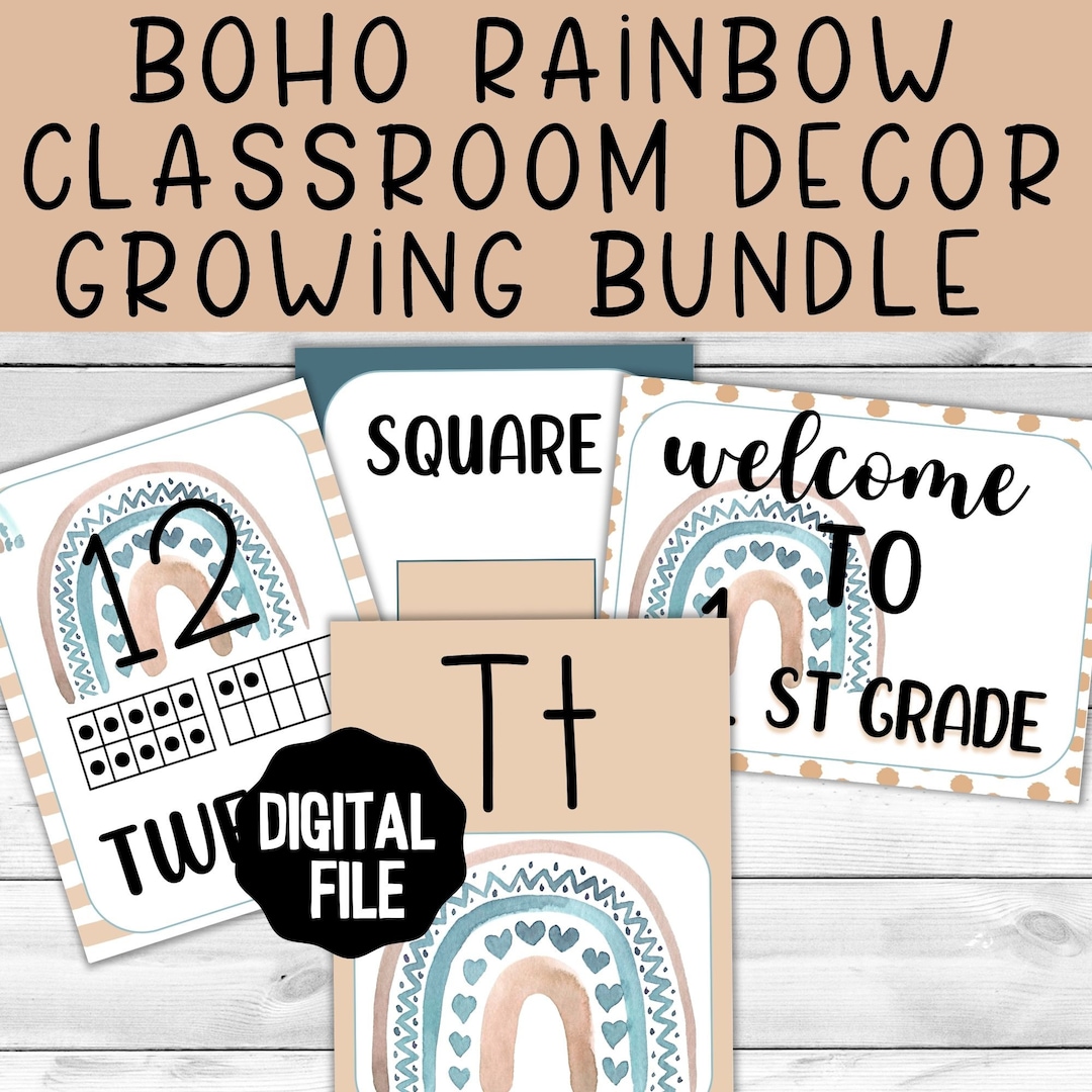 Boho Rainbow Classroom Decor Bundle - Etsy