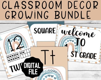 Christmas Boho Rainbow Classroom Decor Bundle - Etsy