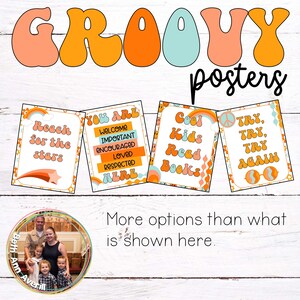 Groovy Boho Motivational Posters Retro Classroom Bulletin Board ...