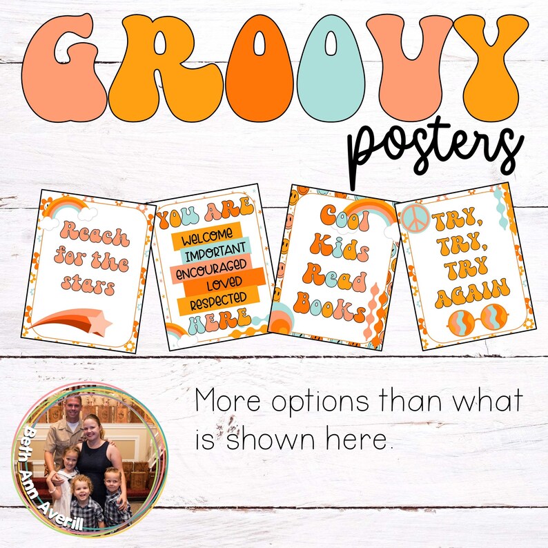 Groovy Boho Motivational Posters Retro Classroom Bulletin - Etsy