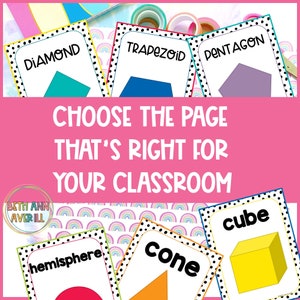 Shapes Posters Classroom Decorations Printable Rainbow Pop and Dots ...