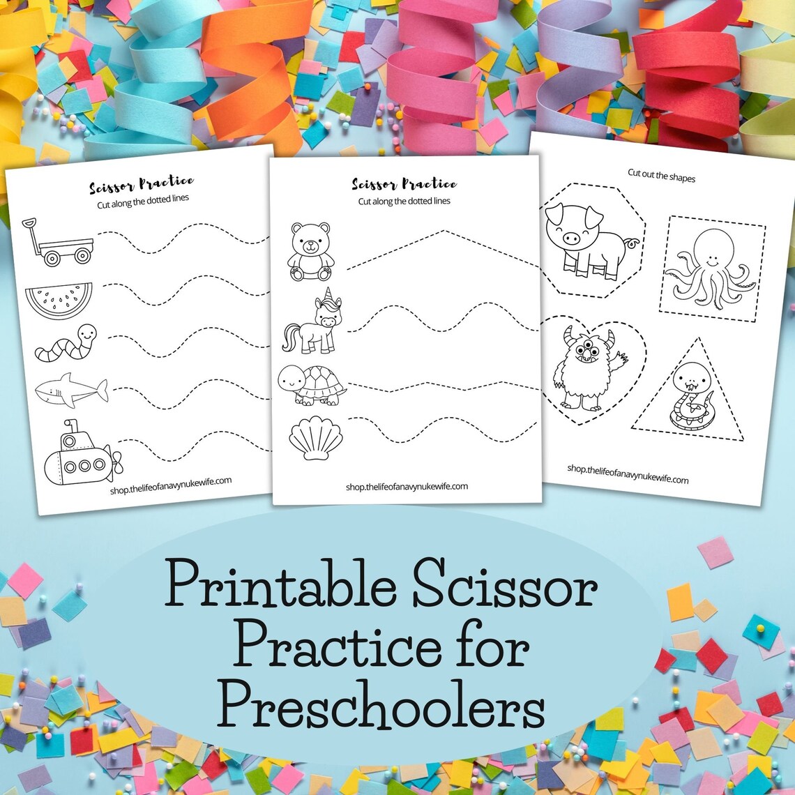 Scissor Skills Printable Preschool Worksheet, Learning to Use Scissors ...