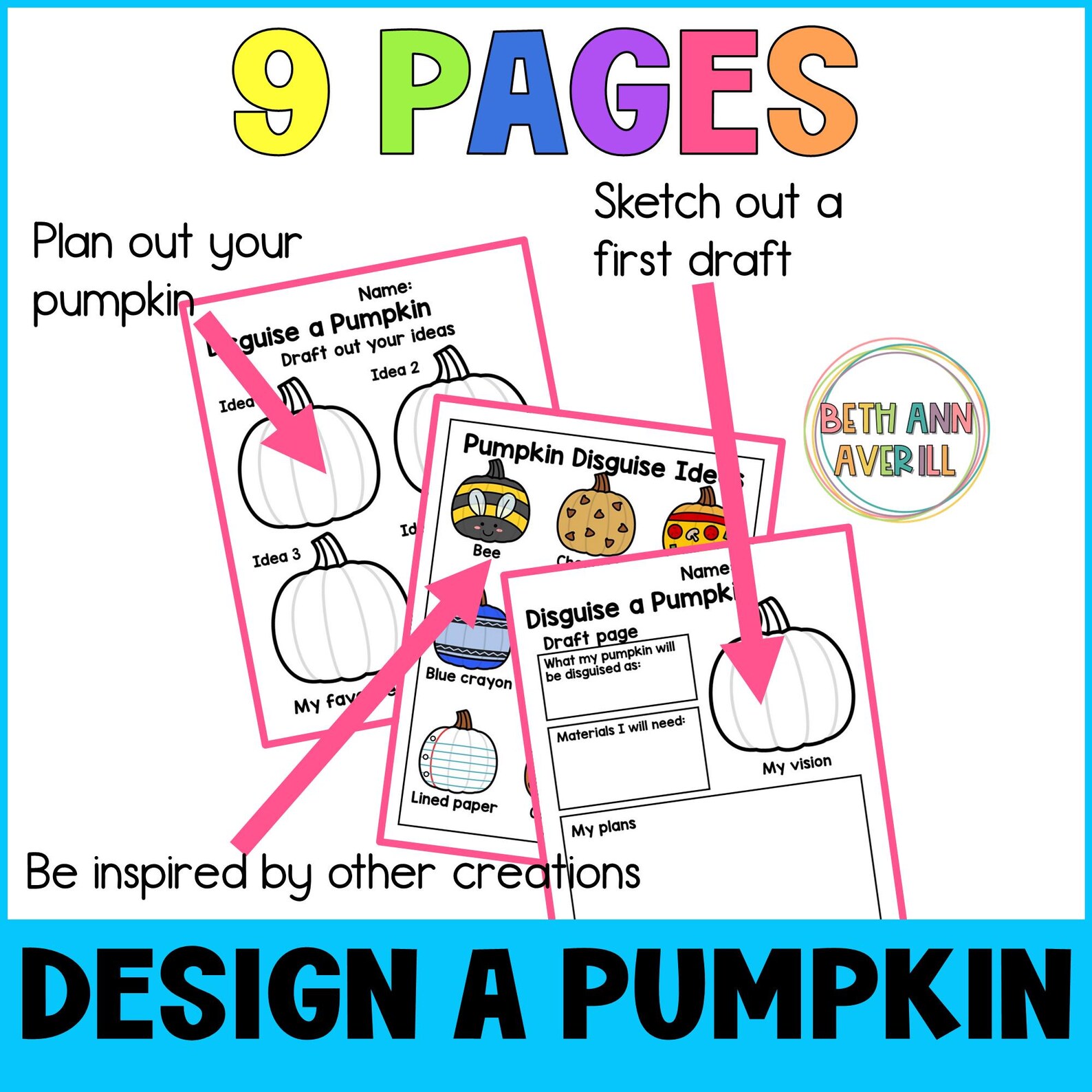Disguise a Pumpkin Craft Activity for Halloween Bulletin Board Decor - Etsy