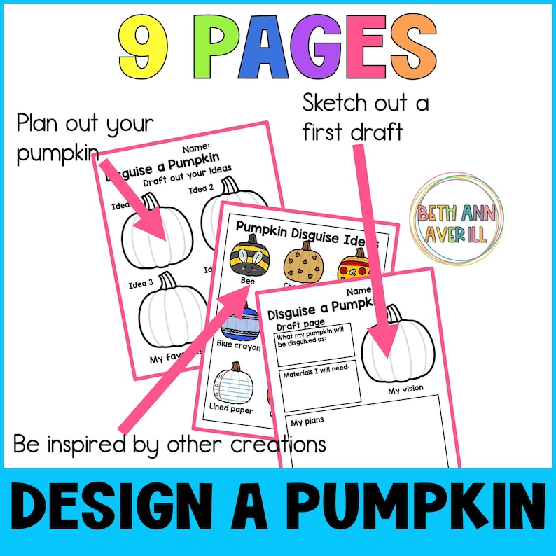 Disguise a Pumpkin Craft Activity for Halloween Bulletin Board Decor - Etsy