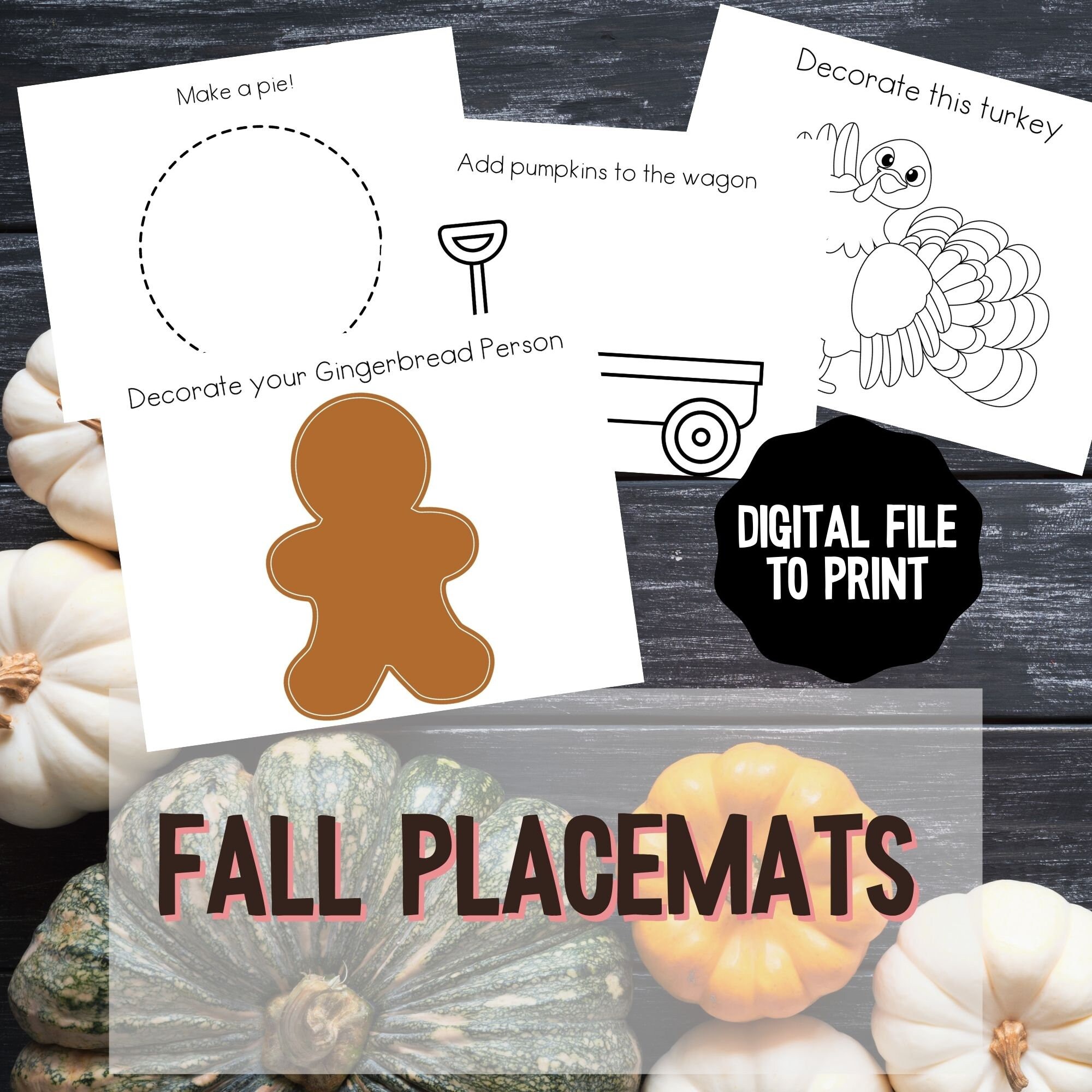 Thanksgiving Play Dough Mat Coloring Placemat Thanksgiving - Etsy