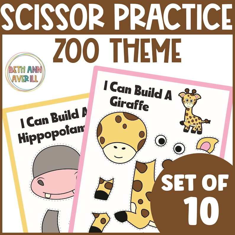 Zoo Animals Cut and Paste Spring Cutting Practice Crafts for ...