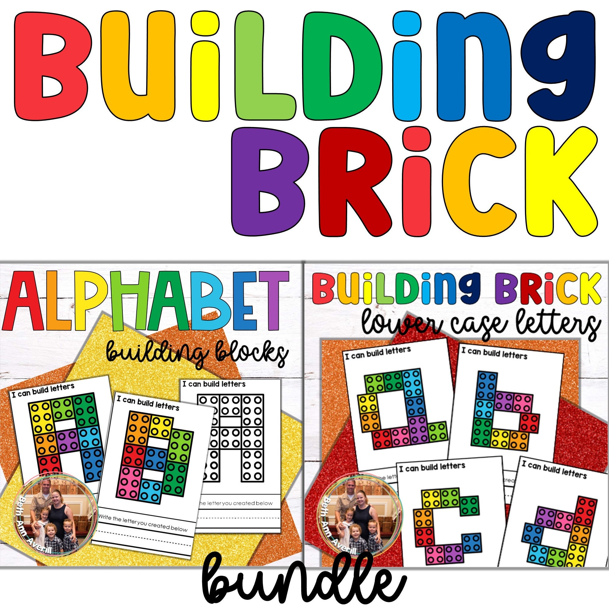 Building Bricks Alphabet Letter Building Complete Set Alphabet Cards ...