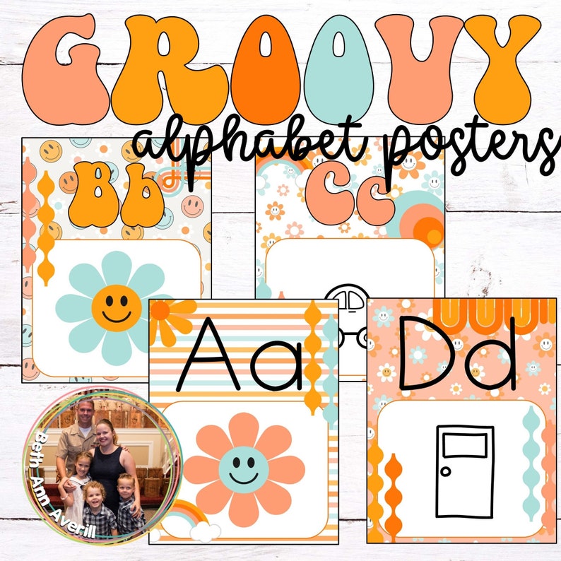 Groovy Boho Classroom Decor Homeschool Decor Groovy Retro Alphabet ...