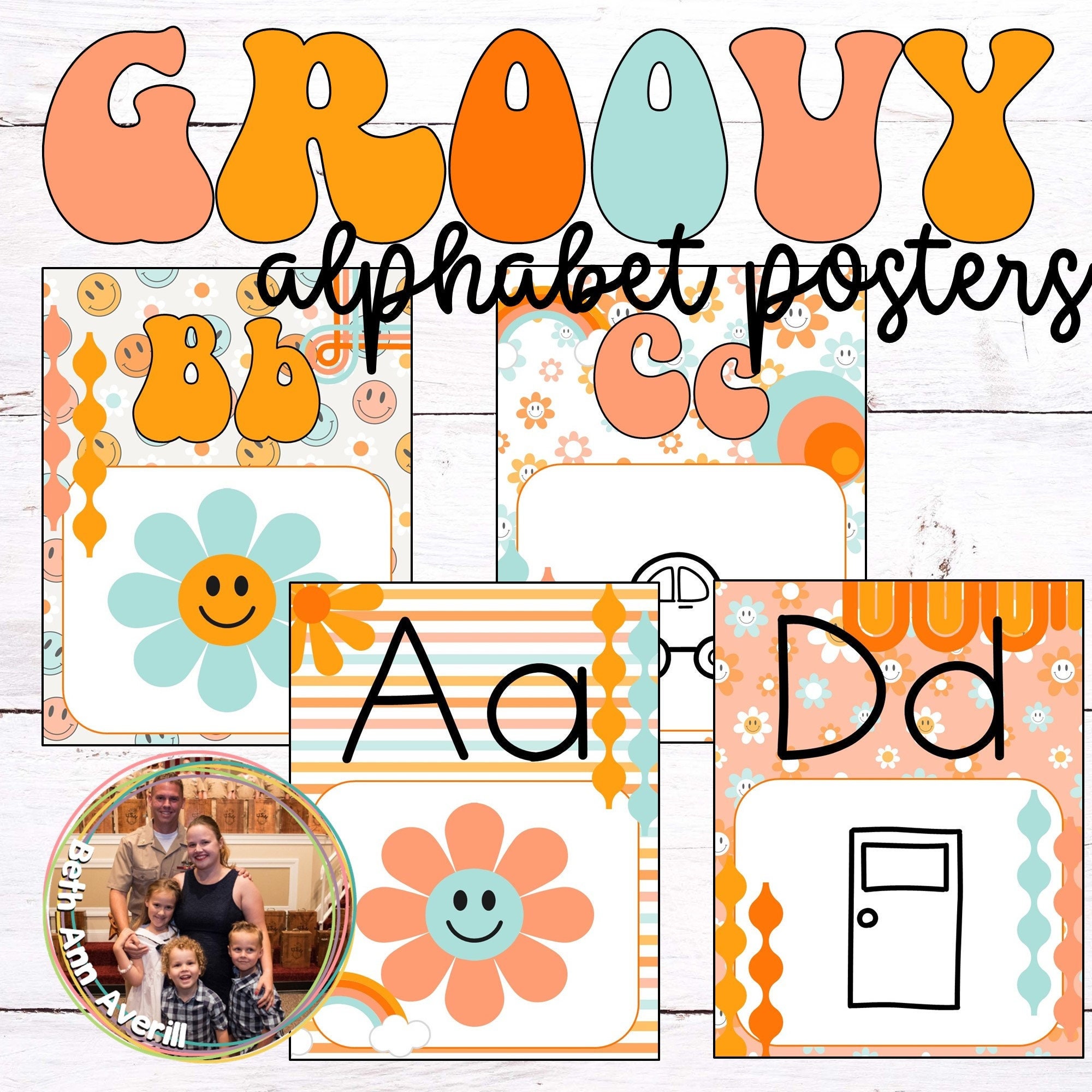 Groovy Boho Classroom Decor Homeschool Decor Groovy Retro Alphabet ...