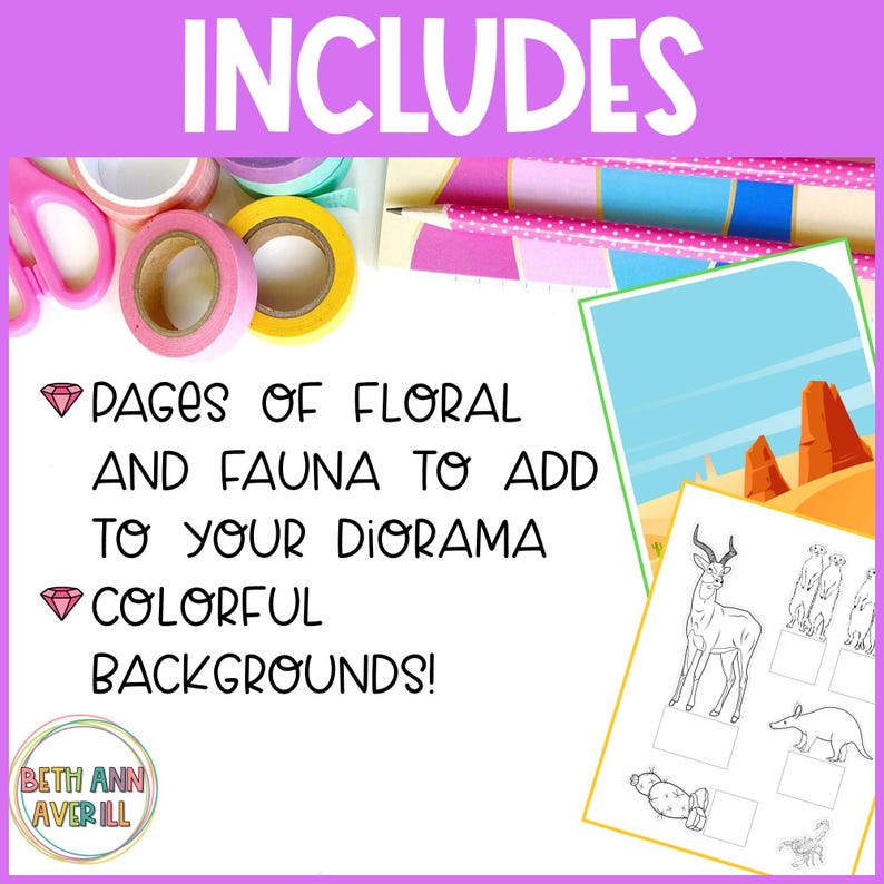 Desert Habitat Diorama Printable Craft Activity Desert Animals Diorama ...