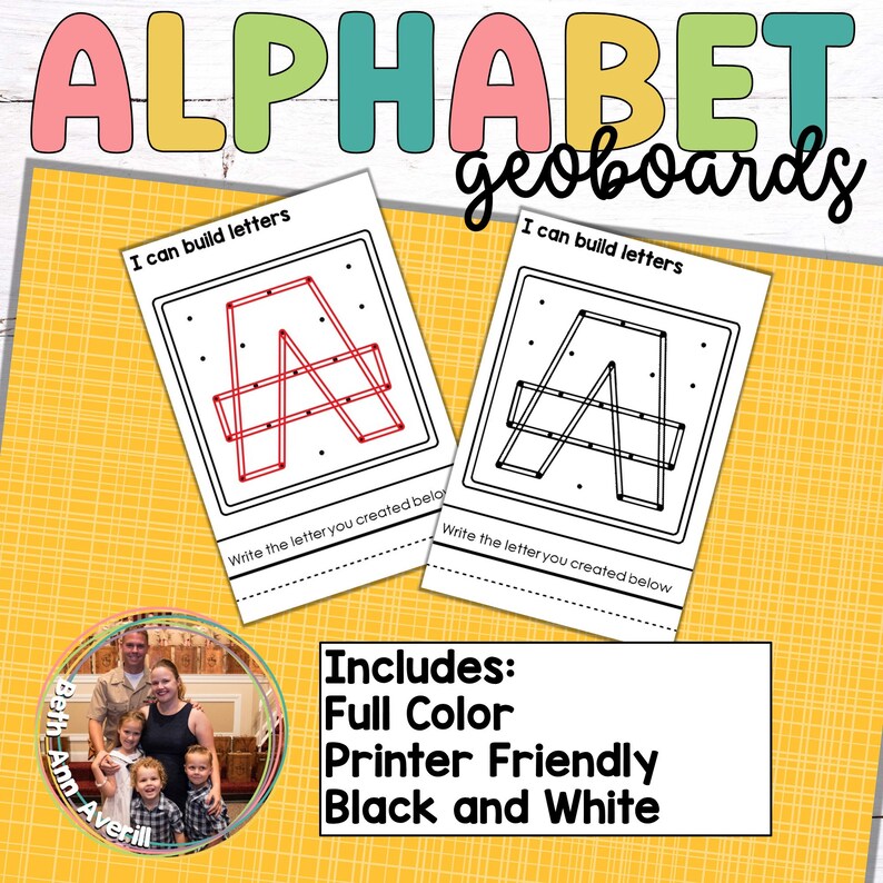 Geoboard Task Cards UPPERCASE Alphabet Toddler Activities Montessori ...
