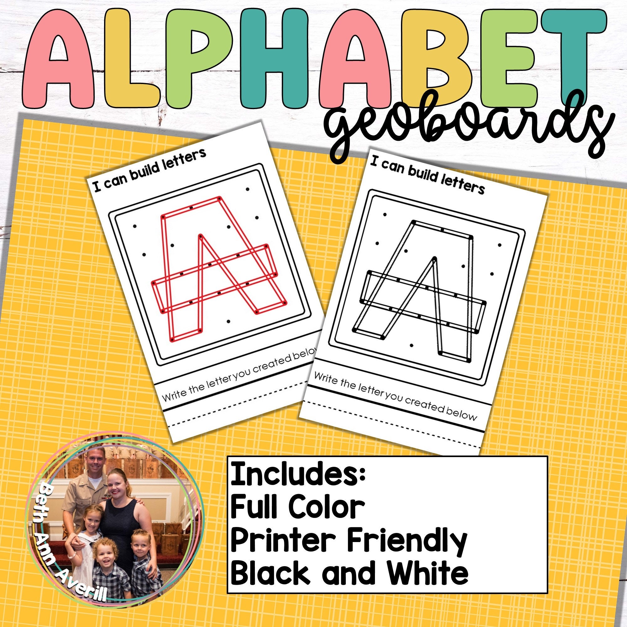 Geoboard Task Cards UPPERCASE Alphabet Toddler Activities Montessori ...