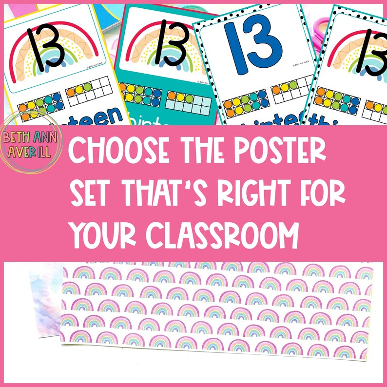 Numbers Posters Classroom Decorations Printable Rainbow Pop and Dots ...