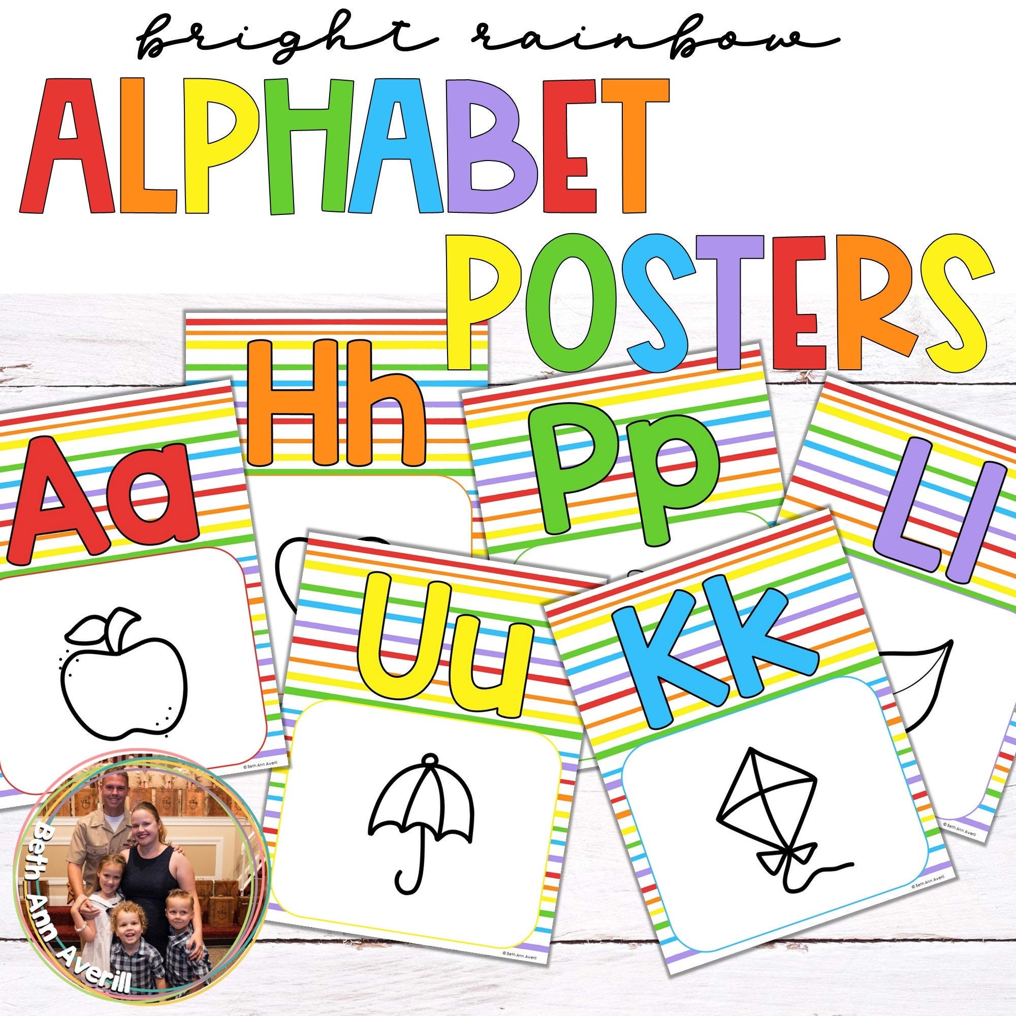 Bright Rainbow ABC Posters Classroom Decor Homeschool Decor Rainbow ...