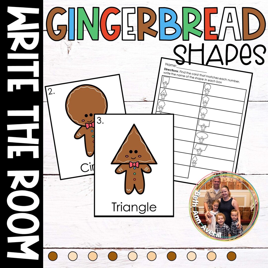 Gingerbread Man Shapes Write the Room Writing Centers for Kindergarten ...