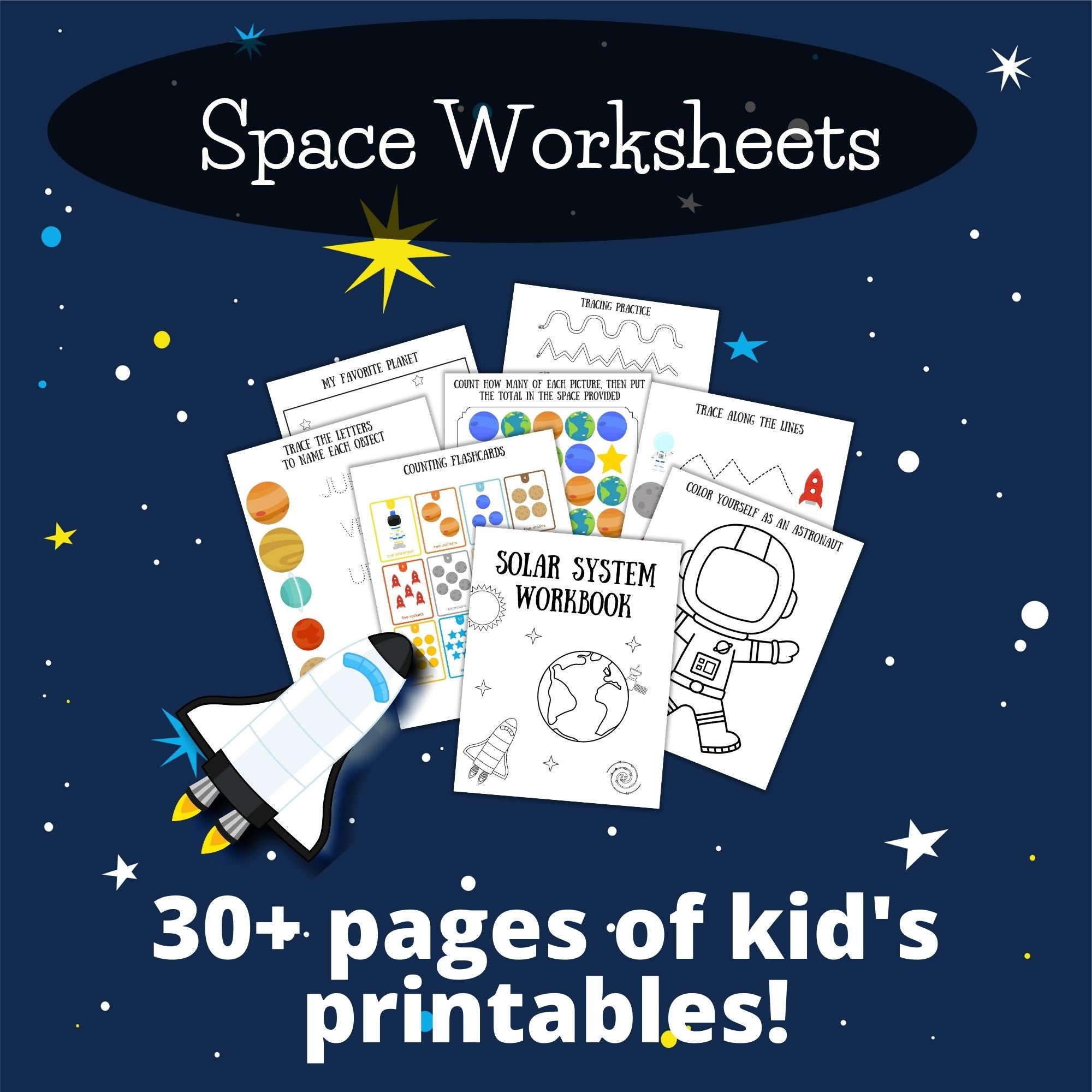 Printable Space Worksheets for Kids Space Printable Activities | Etsy