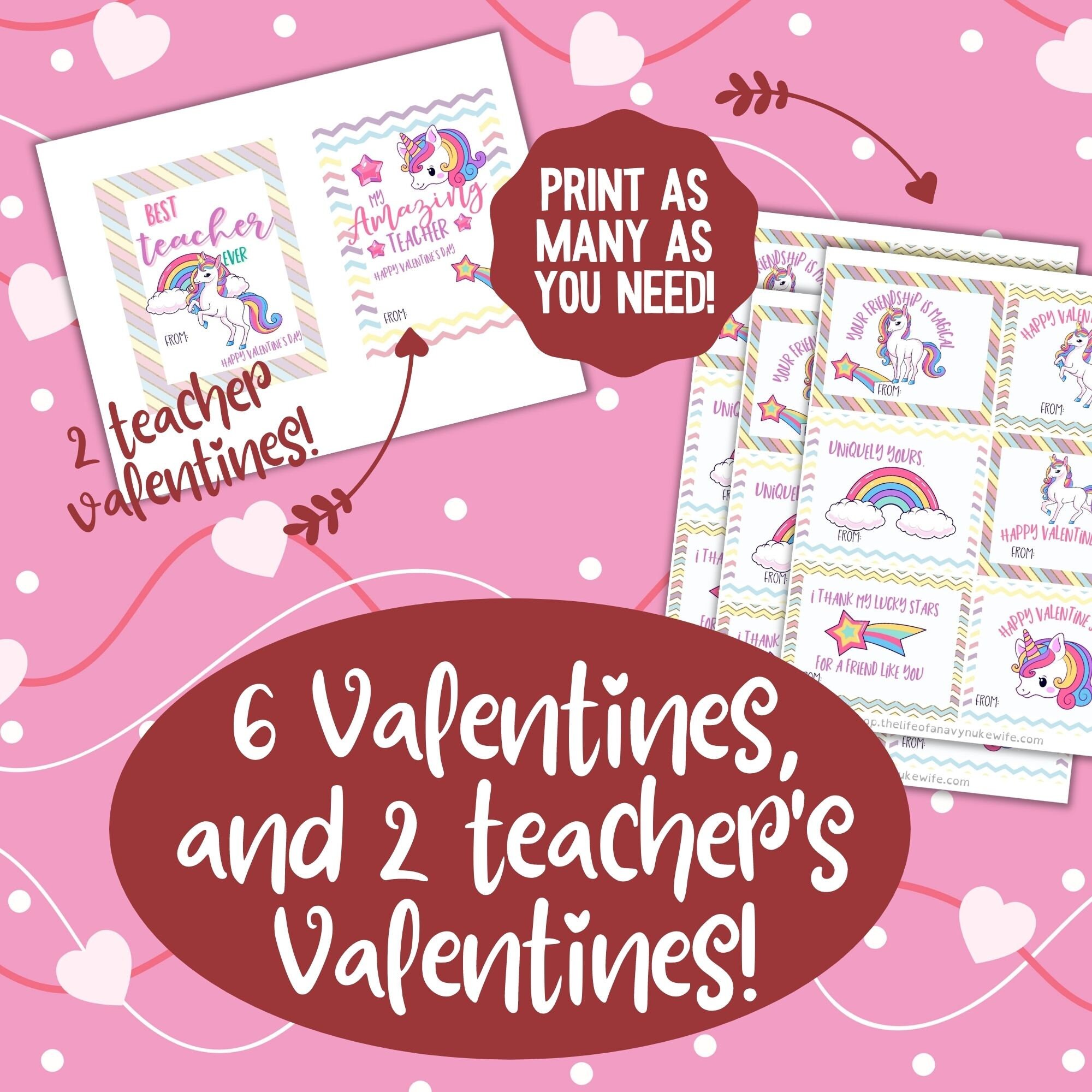 Unicorn Valentine's Day Cards Classroom Valentines Teachers Valentines ...