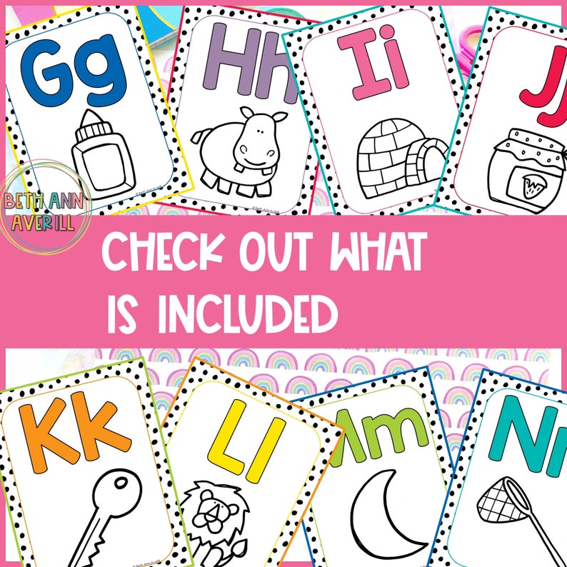 Alphabet Posters Classroom Decorations Printable Rainbow Pop and Dots ...