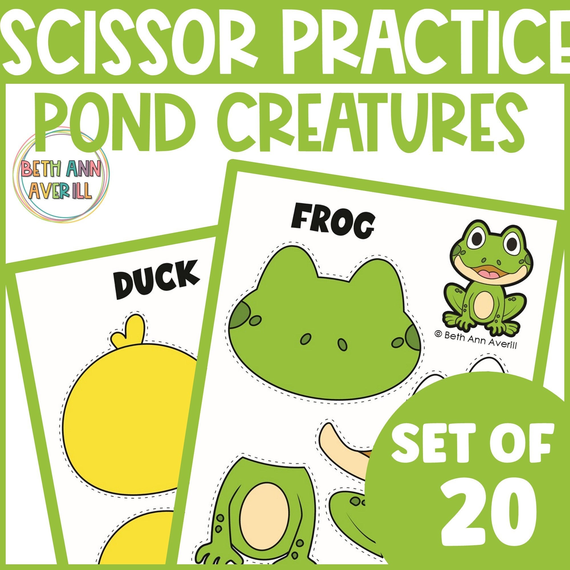 Pond Animals Prek Scissor Practice Activity Pack With Fun Cut and Glue ...