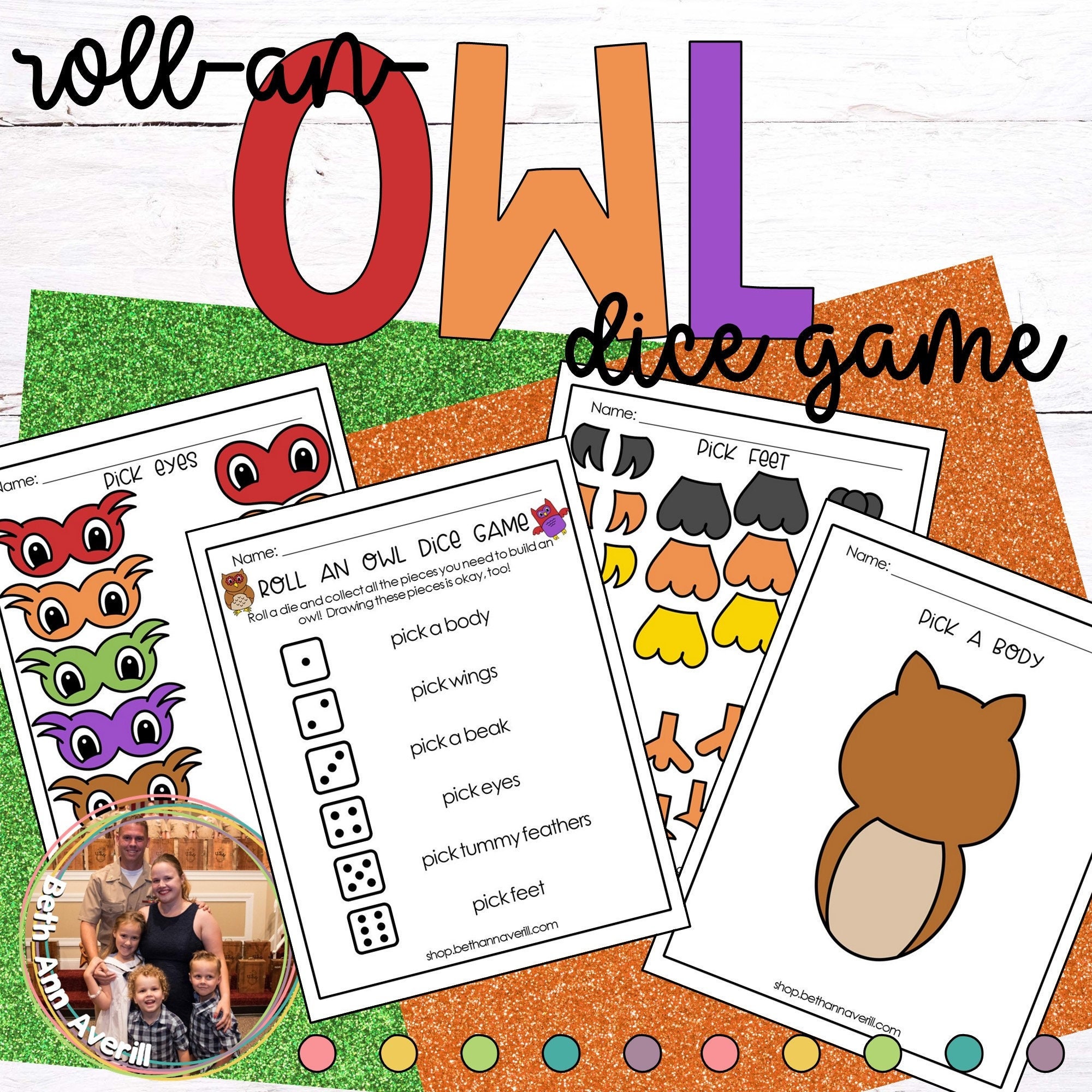 Roll an Owl Preschool Classroom Dice Game Roll and Build - Etsy