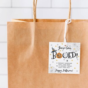 Halloween You've Been Booed Square Favor Tag Template, Printable Trick ...