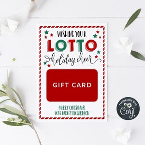 Christmas Lottery Ticket Card Template, Printable Holiday Gift Card ...