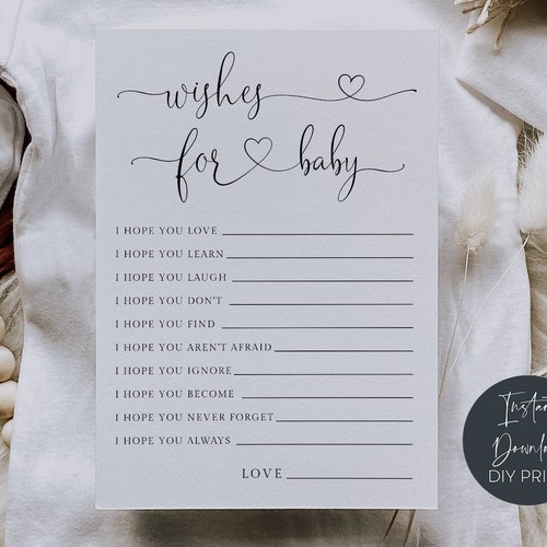 Dear Baby Printable Wishes for Baby Minimalist Dear Baby Cards - Etsy