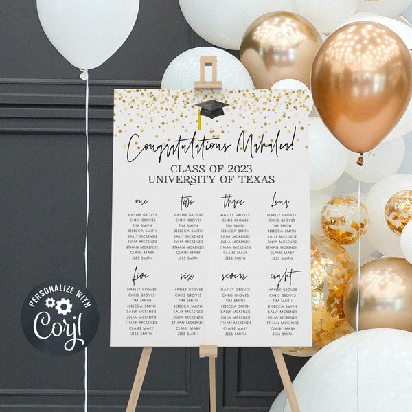 Graduation Party Seating Chart Etsy Hong Kong
