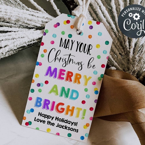 Christmas Fairy Lights Gift Tag Template Printable Holiday - Etsy