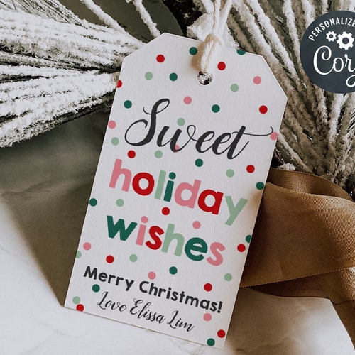 Printable Sweet Holiday Wishes Gift Tag Christmas Treats - Etsy