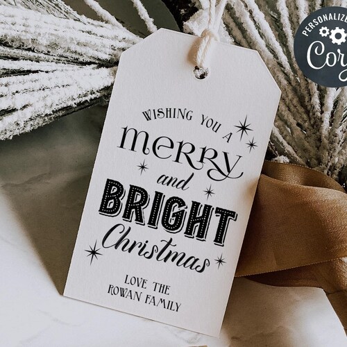 Merry and Bright Gift Tag Printable Candle Gift Tag - Etsy Canada