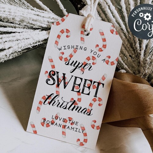 Candy Canes Christmas Gift Tag Template Printable Holiday - Etsy