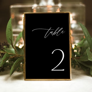 Classic Black Table Number Template, Printable Modern Elegant Table ...