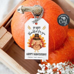 Printable Thanksgiving Gift Tag Template Cute Turkey Favor - Etsy