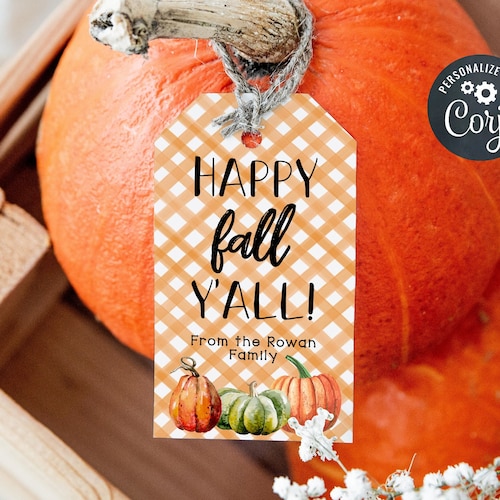 Happy Fall Y'all Gift Tag Printable Circle Tag Cookie - Etsy