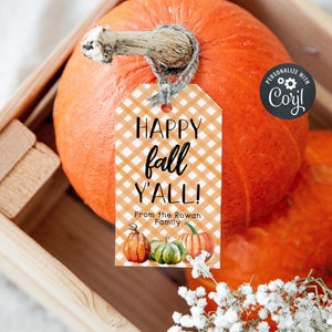 Printable Happy Fall Y'all Tags Editable Fall Gift Tags - Etsy