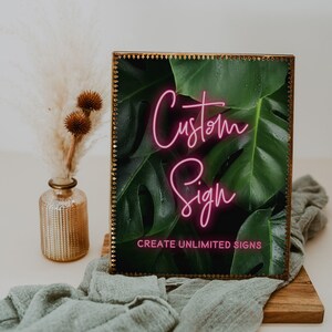 Neon Tropical Custom Sign Template, Printable Beach Destination Wedding ...